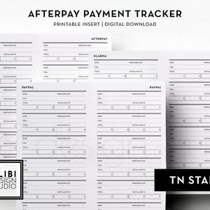 Standard TN, Afterpay Payment Tracker Travelers Notebook Financial ...