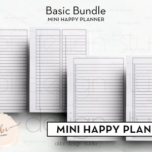 HP MINI Essential Printable Inserts MINI Happy Planner Basic Bundle ...