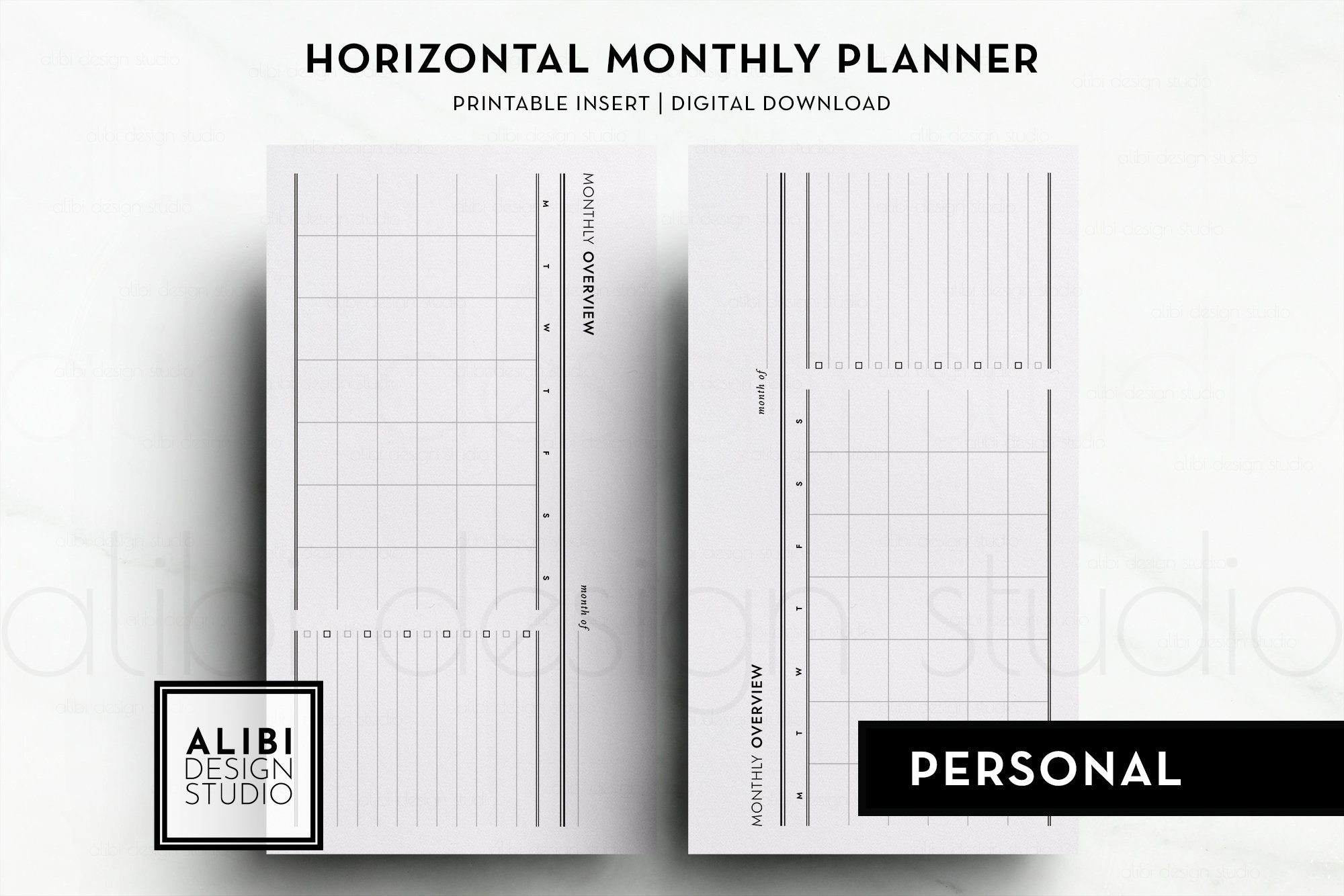 Personal Horizontal Monthly Planner Month at a Glance | Etsy