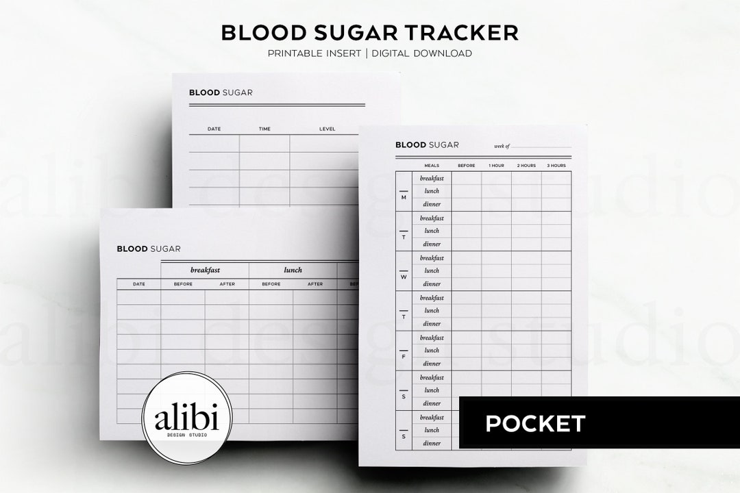 Pocket Printable Blood Sugar Tracker Diabetes Log PCOS Management ...