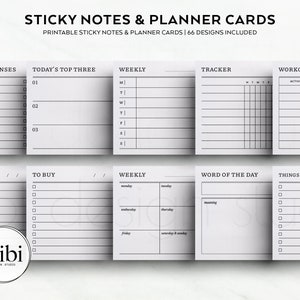 Printable Sticky Notes, Printable Planner Cards - 66 Designs ...