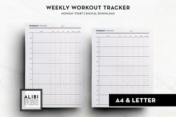 A4 and US Letter Size Workout Planner Exercise Log Workout - Etsy