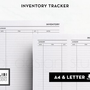 A4 US Letter Inventory Tracker Inventory List Product Tracker Shopping ...