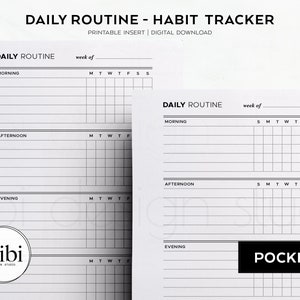 Pocket Daily Routine Habit Tracker Weekly Planner Pocket Printable ...