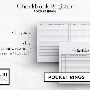 Pocket Checkbook Register Finance Planner Budget Planner Pocket ...