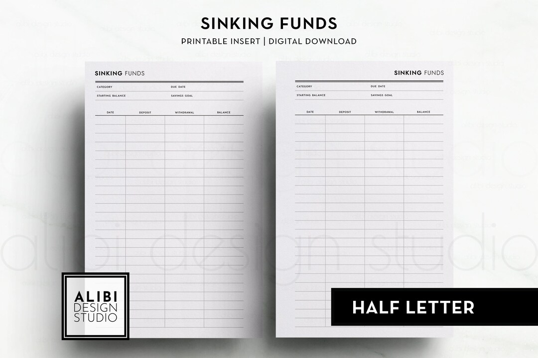 Half Letter Sinking Funds Savings Tracker Financial Planner Budget ...