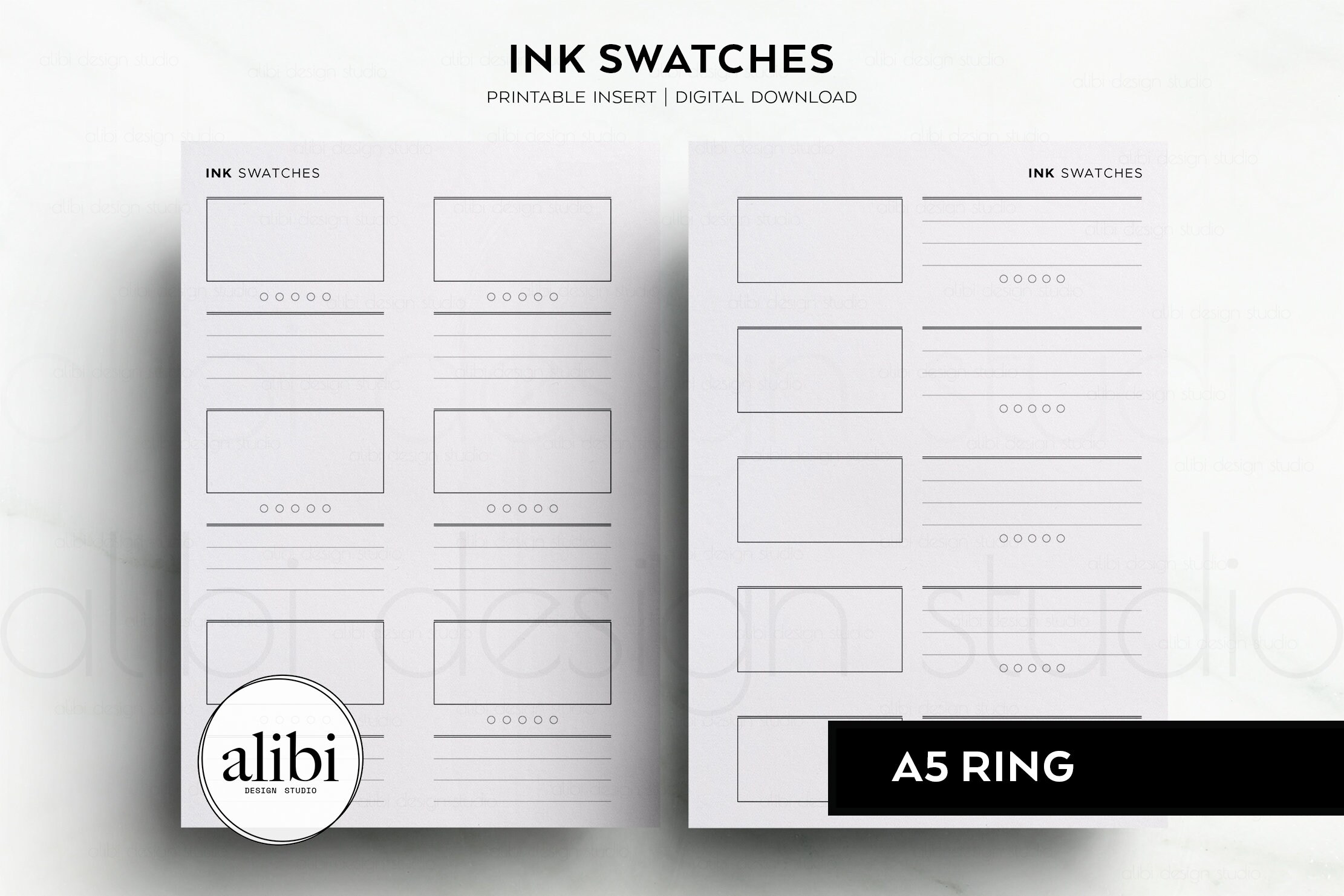 A5 Ink Swatches Printable Color Swatch Insert Swatch Card Template A5 ...