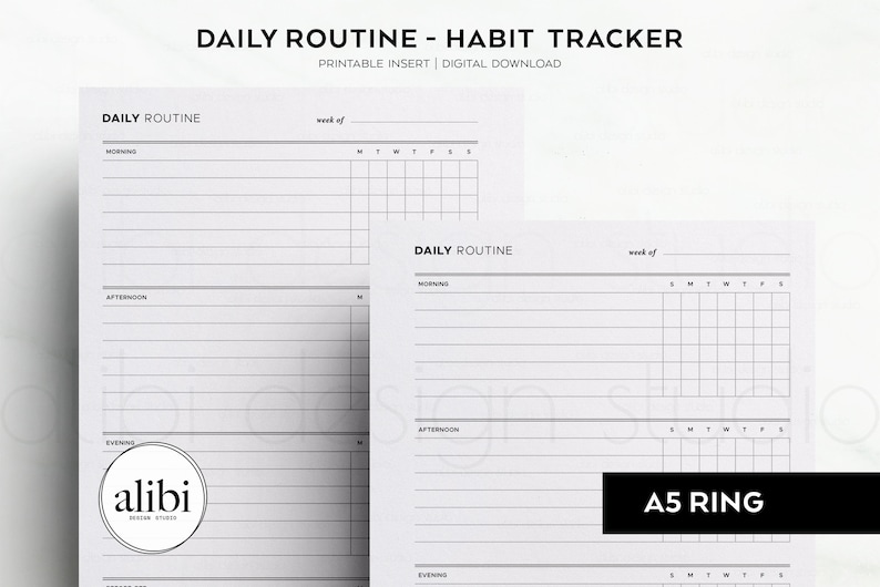 A5 Daily Routine Habit Tracker Weekly Planner A5 Printable Planner ...