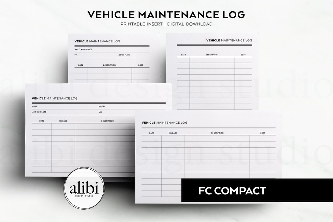 FC Compact Printable Vehicle Maintenance Log Franklin Covey Compact ...