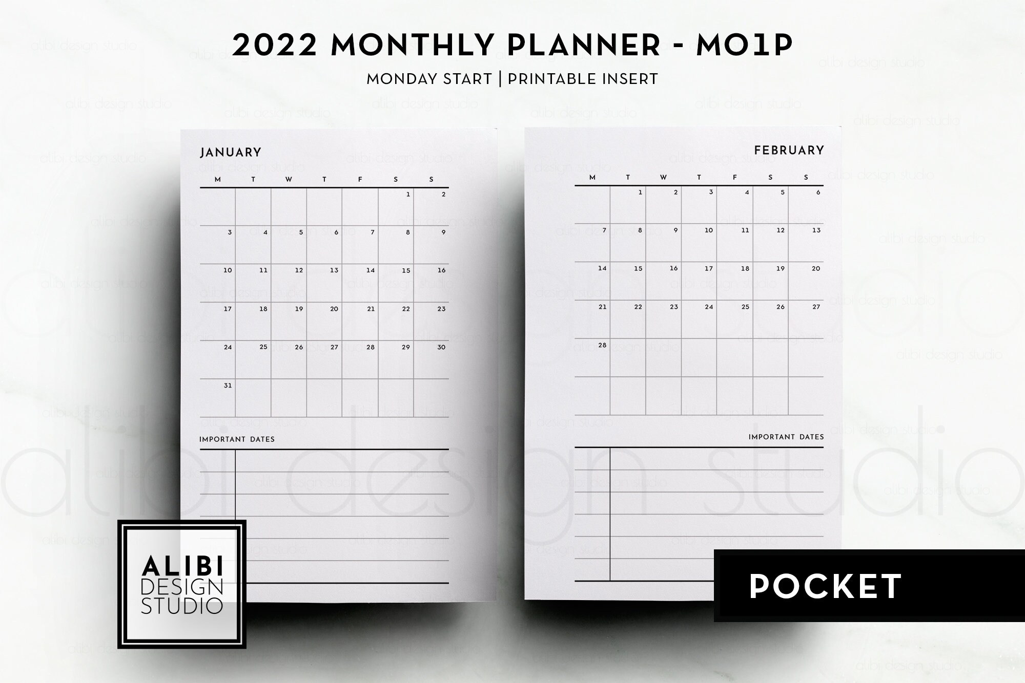 Pocket 2022 Planner Monthly Planner 2022 Calendar Monthly | Etsy