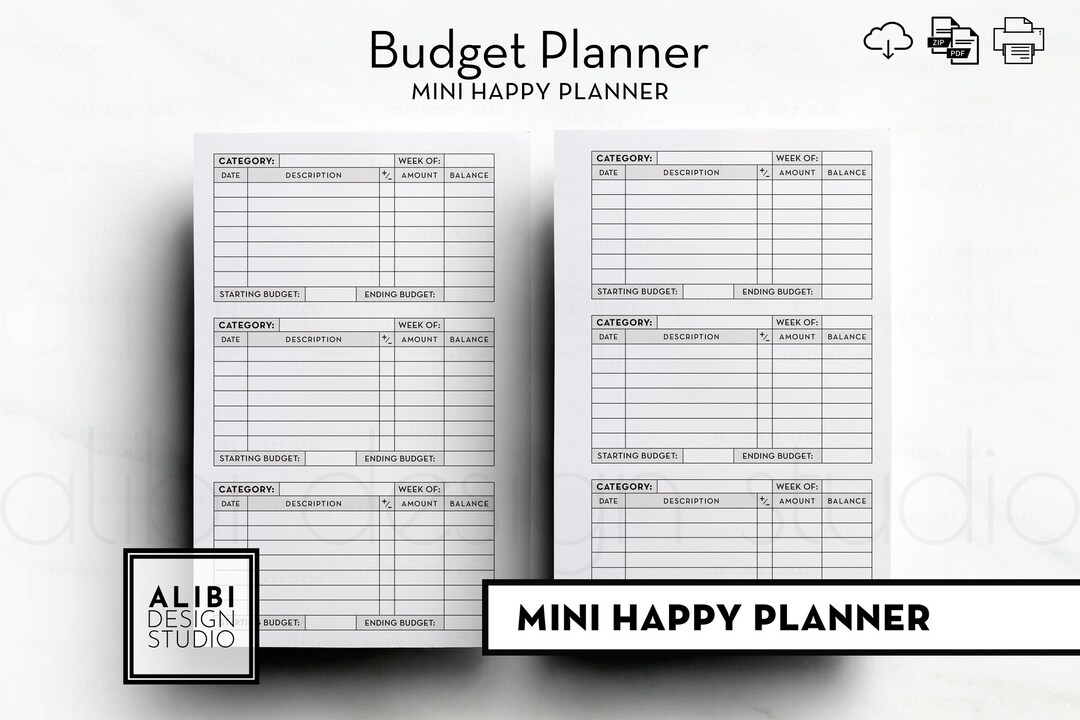 HP MINI Budget Planner Expense Tracker Mini Happy Planner Printable ...