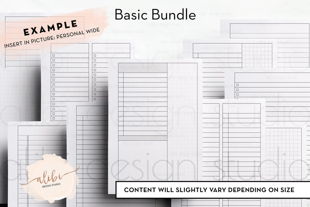 HP MINI Essential Printable Inserts MINI Happy Planner Basic Bundle ...