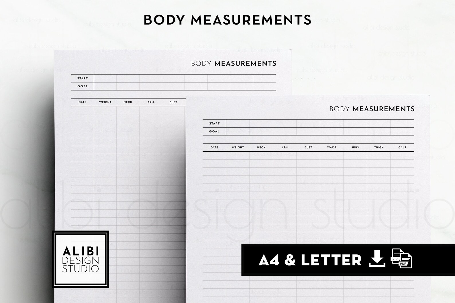 A4 and US Letter Size Body Measurement Tracker Fitness Journal - Etsy