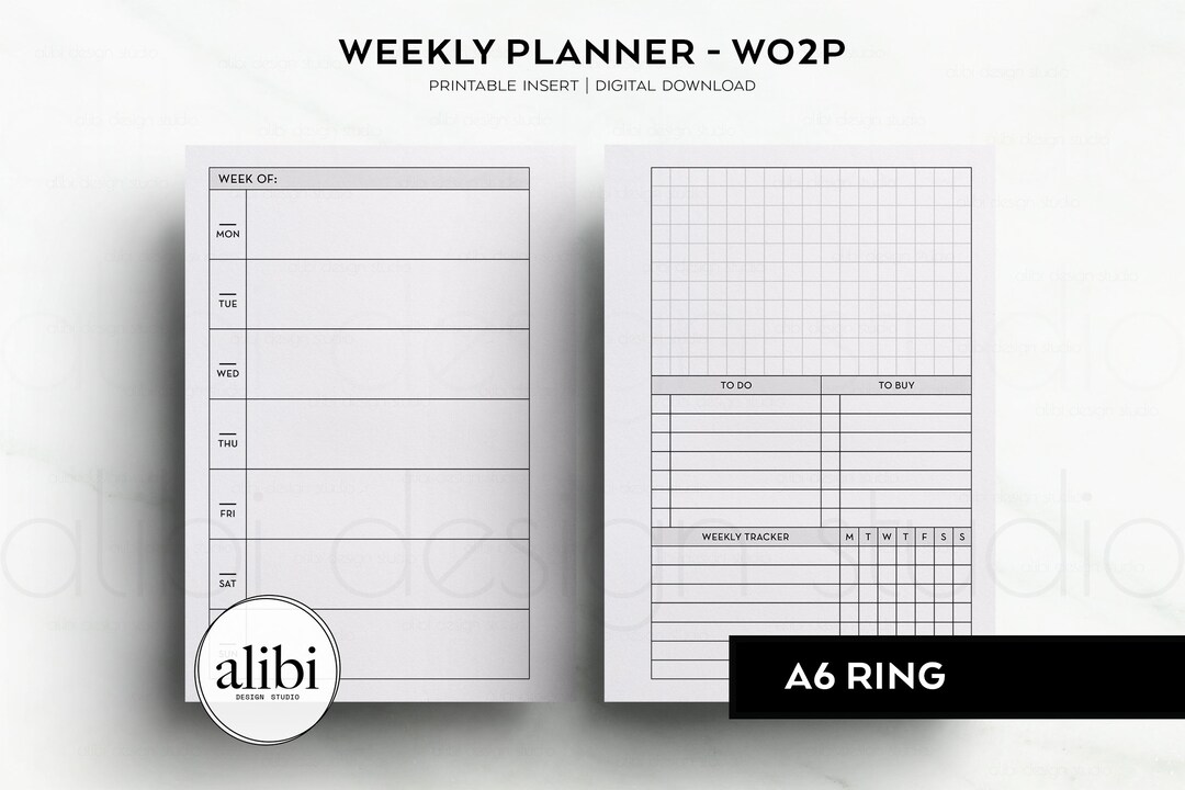A6 Weekly Planner Week on 2 Page A6 Printable Planner Inserts Habit ...