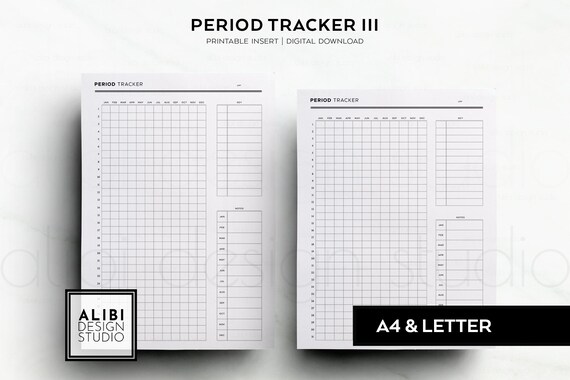 A4 and US Letter Period Tracker Menstrual Cycle Period Symptom - Etsy