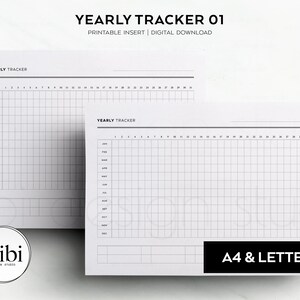A4 US Letter Habit Tracker Year Tracker Yearly Overview Mood Tracker ...