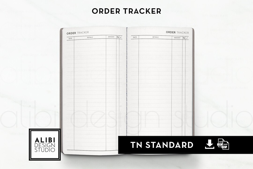 Standard TN, Online Order Tracker, Purchase Tracker, Travelers Notebook ...