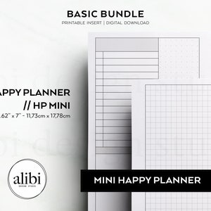 HP MINI Essential Printable Inserts MINI Happy Planner Printable Basic ...