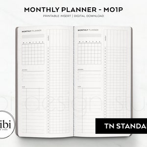 Standard TN Month at a Glance Habit Tracker Monthly Planner Traveler's ...