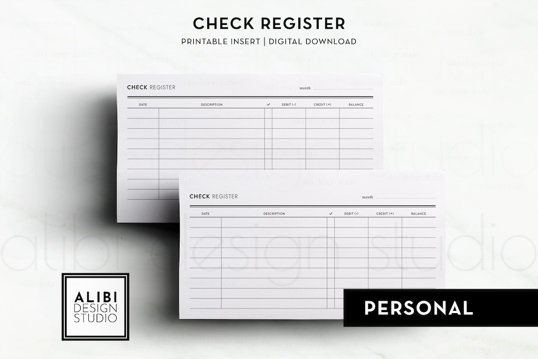 Personal Printable Checkbook Register Financial Planner Budget Planner ...