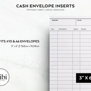 Cash Envelope Inserts Printable PDF Money Tracker Budget Planner Cash ...