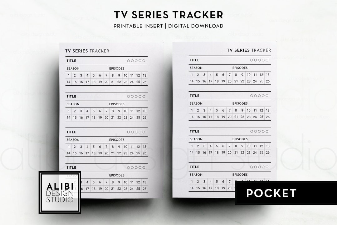 Pocket TV Show Tracker Episode Tracker Pocket Printable Planner Inserts ...