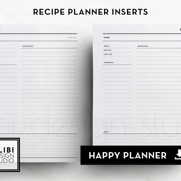 Happy Planner Classic Recipe - Etsy