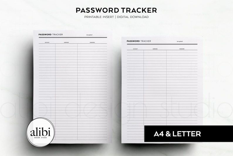 A4 and US Letter Size Password Tracker Password Manager - Etsy