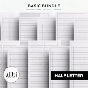 Half Letter Basic Printable Planner Inserts Bundle - Grid Paper Dot ...