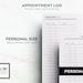 Personal, Appointment Log Personal Printable Planner Inserts ...