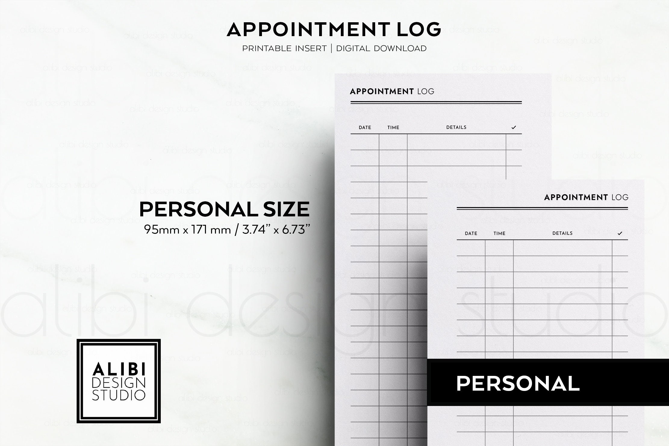 Personal Appointment Log Personal Printable Planner Inserts | Etsy