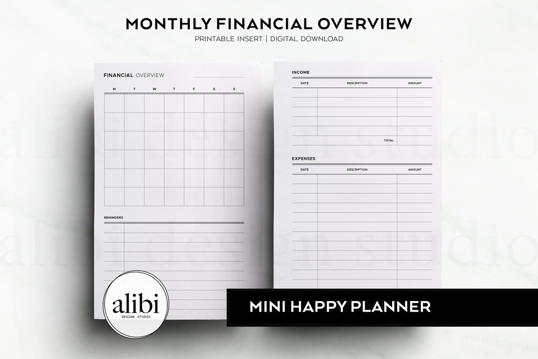 HP MINI Budget Planner Monthly Financial Overview MINI Happy Planner ...