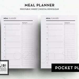 Pocket Plus Meal Planner Food Journal Weekly Planner Grocery List Meal ...