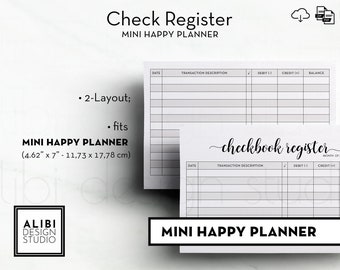 Checkbook Register Insert, Check Transaction Register Pages, Budget ...