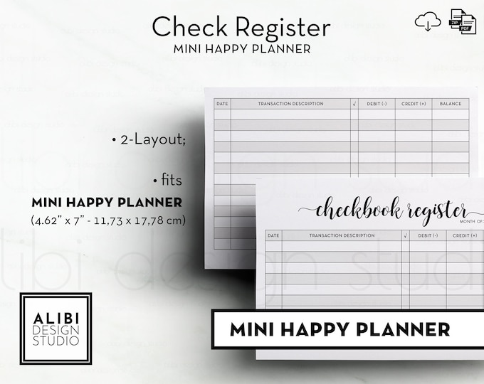 MICRO Checkbook Register Tracker Happy Planner Insert - Etsy