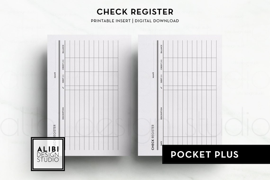 Pocket Plus Printable Checkbook Register Financial Planner - Etsy