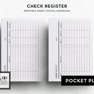 Pocket Plus, Printable Checkbook Register Financial Planner Budget ...