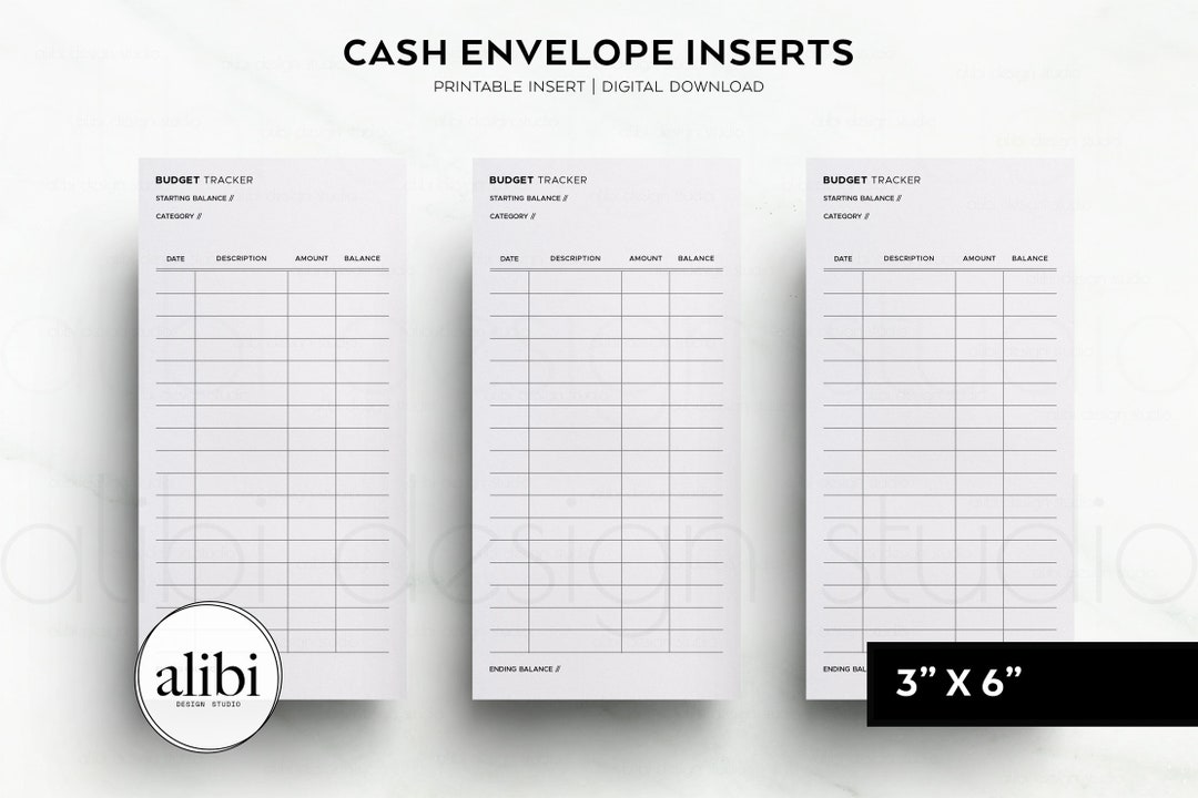 Cash Envelope Inserts Printable PDF Money Tracker Budget Planner Cash ...