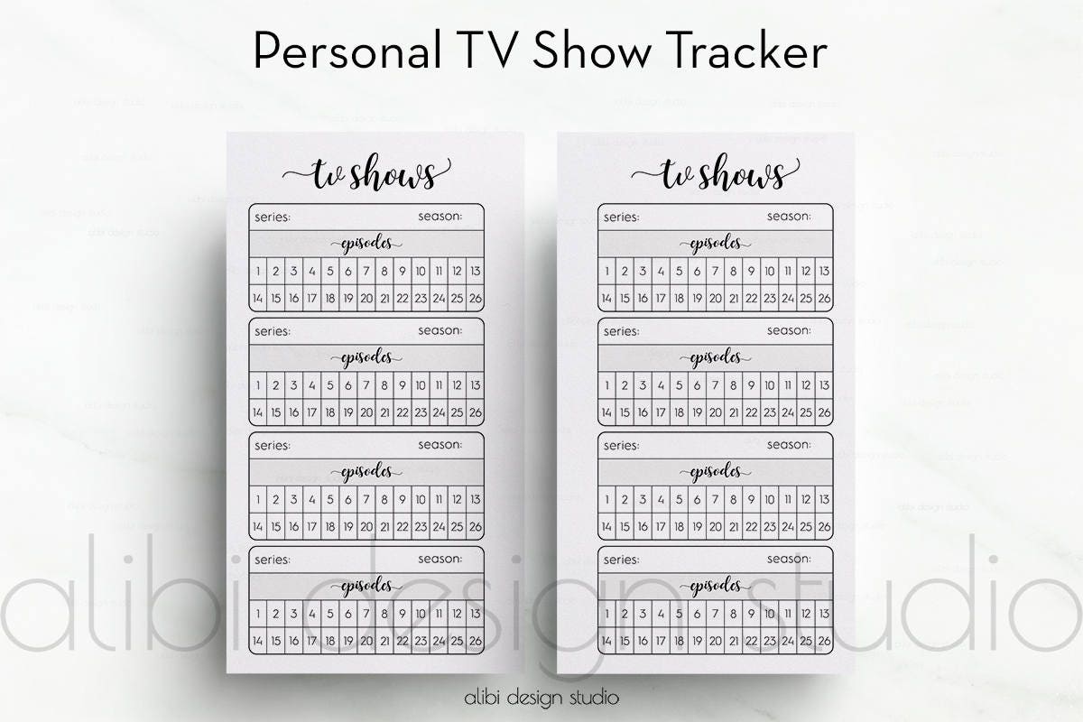 Personal TV Show Tracker Episode Tracker Personal Planner | Etsy