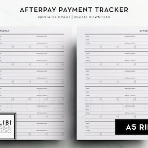 A5 Afterpay Payment Tracker Financial Planner Budget Planner Online ...