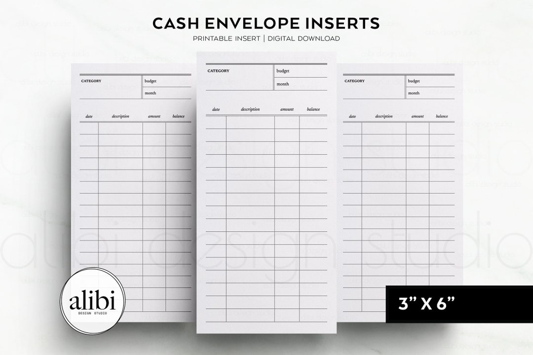 Cash Envelope Inserts Printable PDF Money Tracker Budget Planner Cash ...