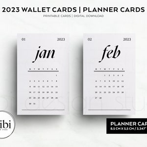 Printable 2023 Calendar Planner Cards Mini Calendar Vertical - Etsy