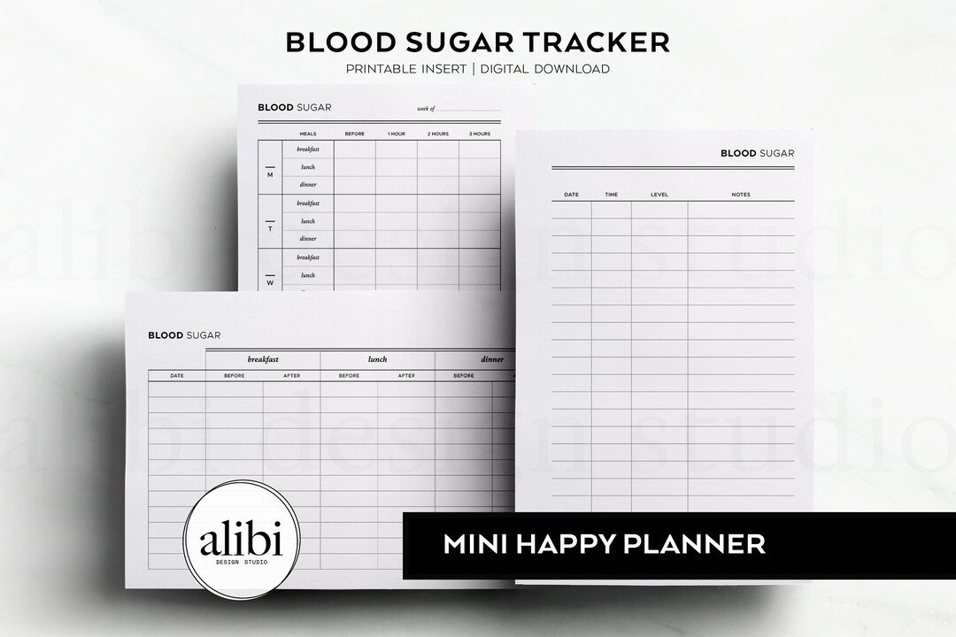 HP Mini Printable Blood Sugar Tracker Diabetes Log PCOS Management ...