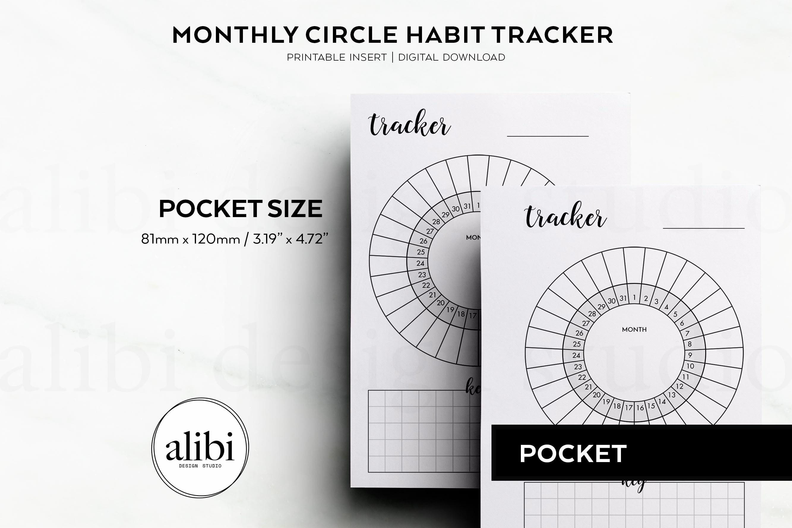 Pocket Circle Habit Tracker Printable Inserts Mood Tracker Pocket ...