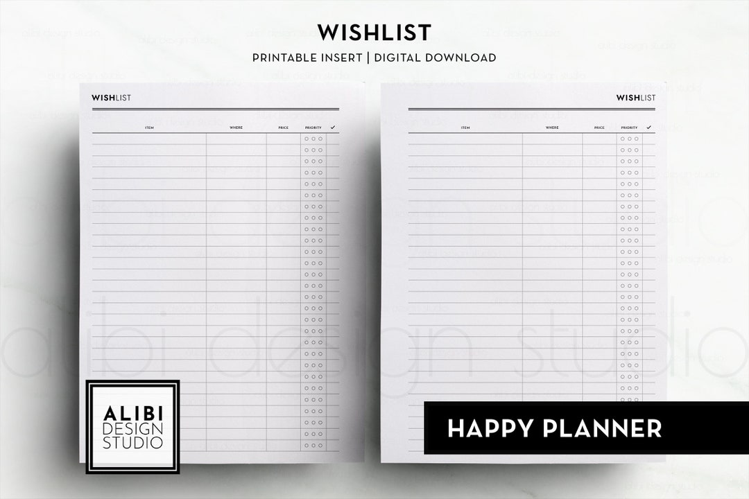Happy Planner Wishlist Tracker Wishlist Planner Shopping List Expense ...