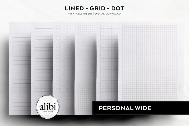 Personal WIDE Grid Paper Dot Grid Lined Paper Printables PW Printable ...