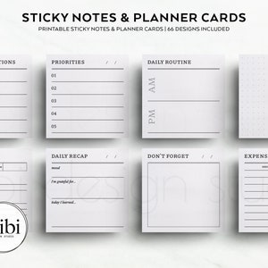 Printable Sticky Notes, Printable Planner Cards - 66 Designs ...