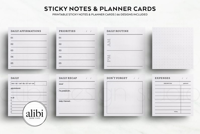Printable Sticky Notes Printable Planner Cards 66 Designs - Etsy