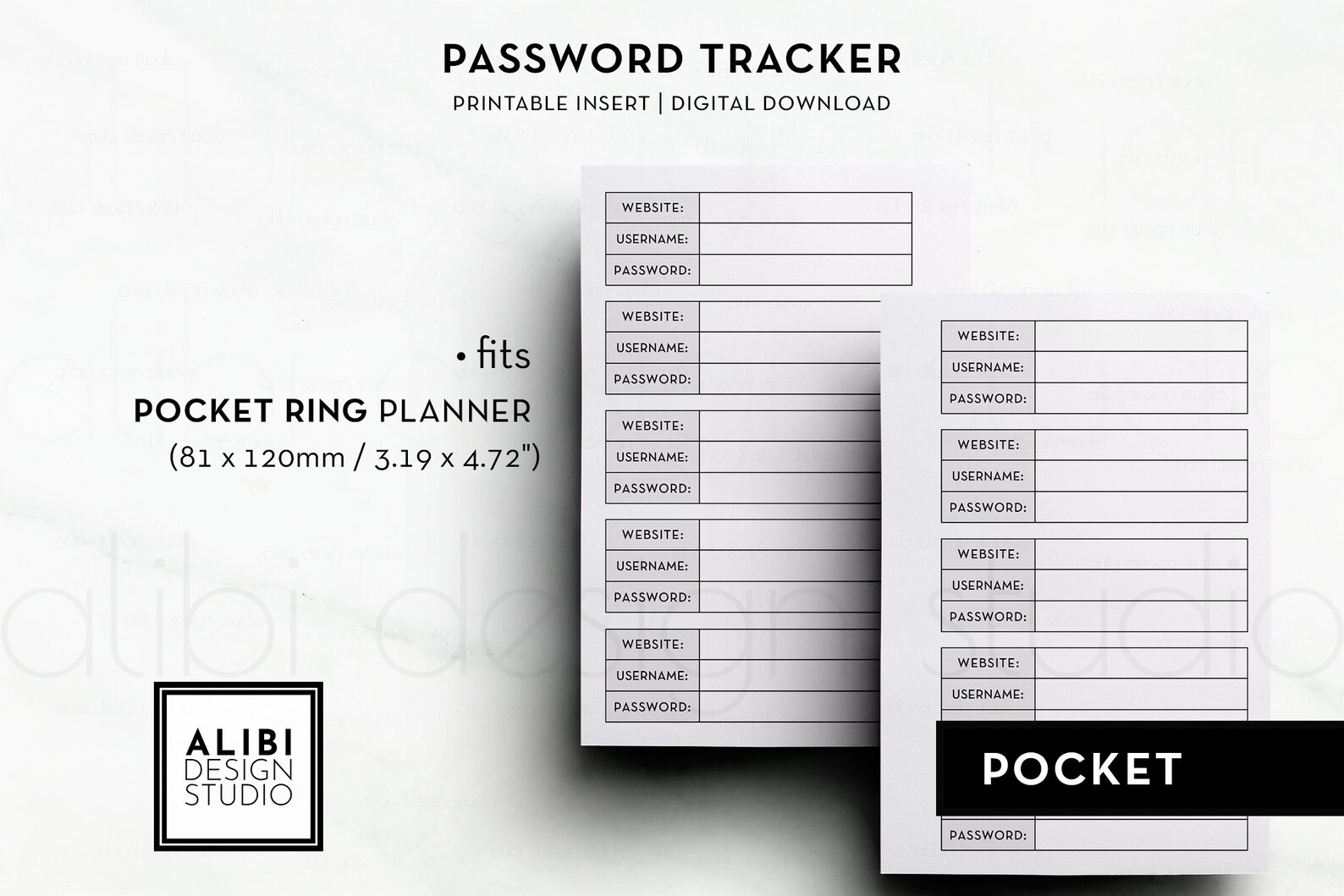 Pocket Password Planner Password Tracker Pocket Printable | Etsy