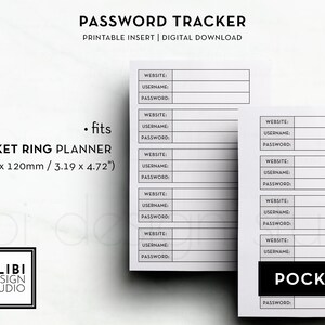 Pocket Password Planner Password Tracker Pocket Printable | Etsy